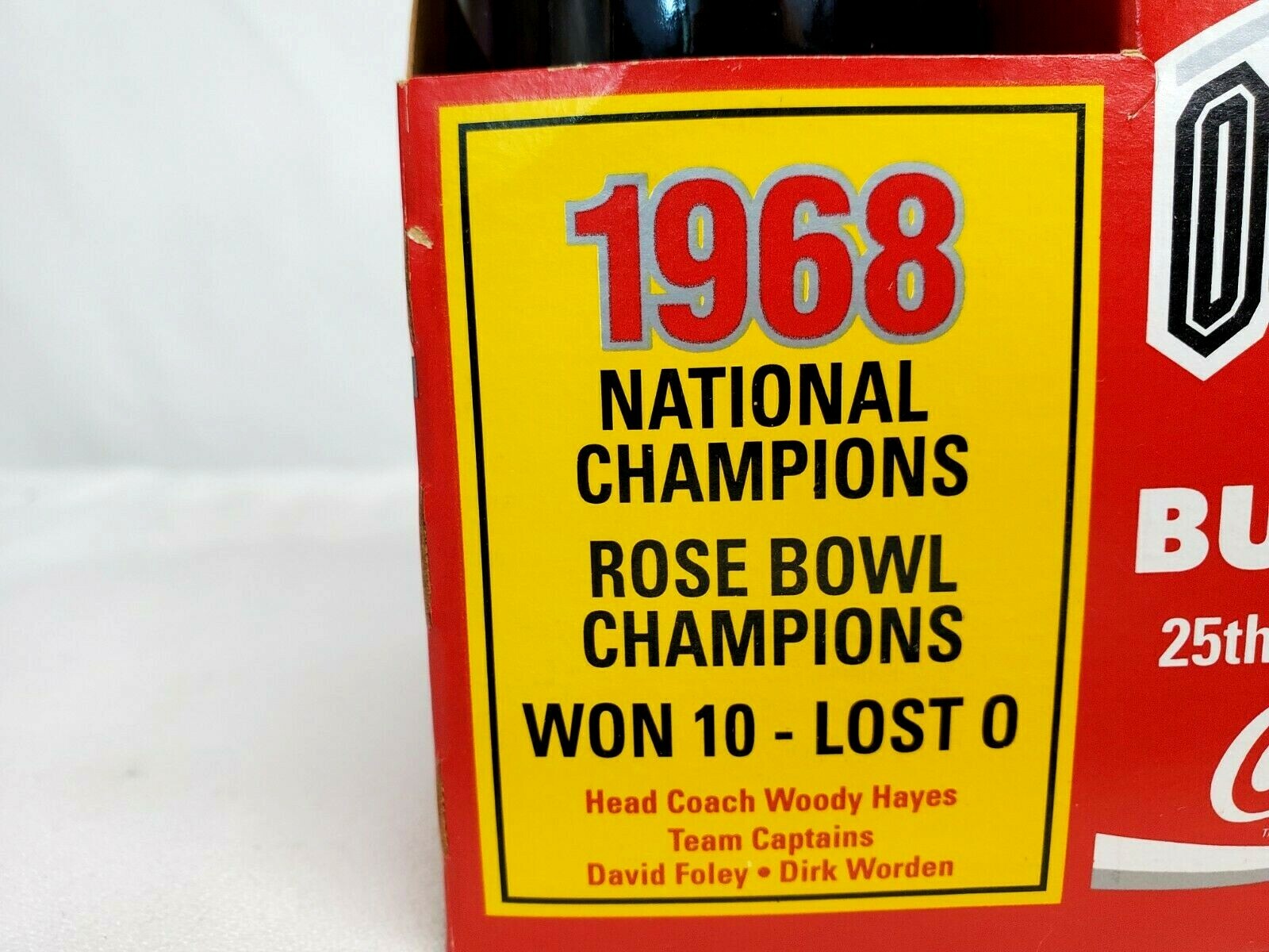 1968-1993 Commemorative OHIO STATE Buckeyes 25th CHAMPIONS Coca Cola 6 ...