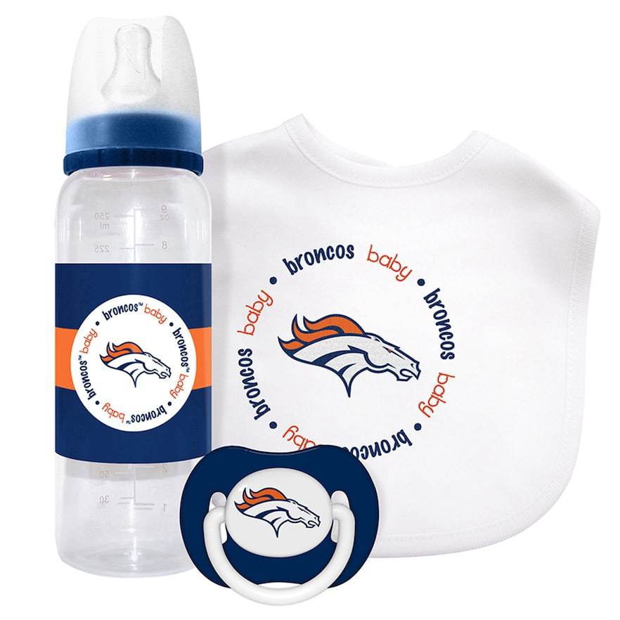 Denver Broncos NFL 3-Piece Bib,Bottle, Pacifier Gift Set New In Box | eBay