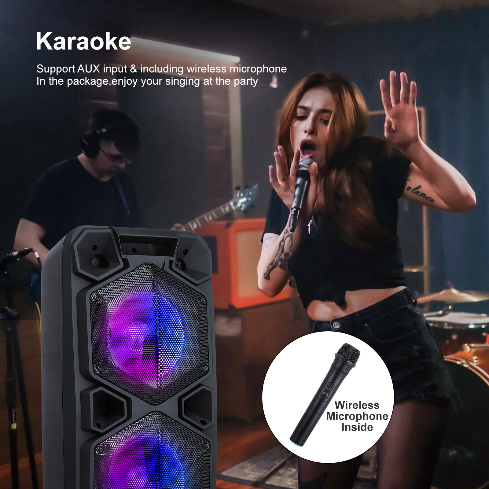 PA Loud Subwoofer Portable Tailgate Speaker Bluetooth Party DJ Speaker ...