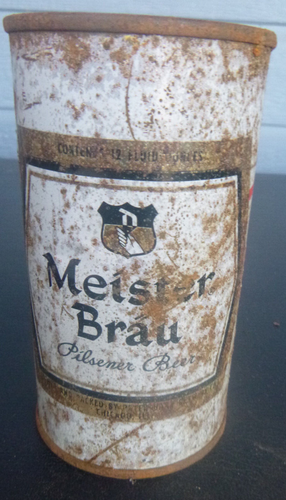 vintage 1954 Meister Brau 12oz flat Top Beer Can white Peter Hand ...