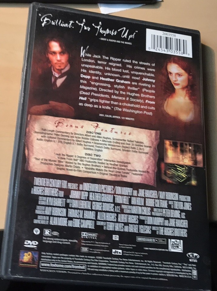 From Hell (DVD, 2001)-Like New-Johnny Depp 24543054481 | eBay