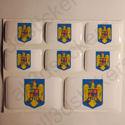 Adesivi Romania Adesivo Emblema Stemma Romania Resinati 3D Resinato ...