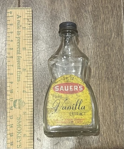 Vintage Sauer’s Pure Vanilla Extract 3 Oz Glass Bottle With Metal Cap ...