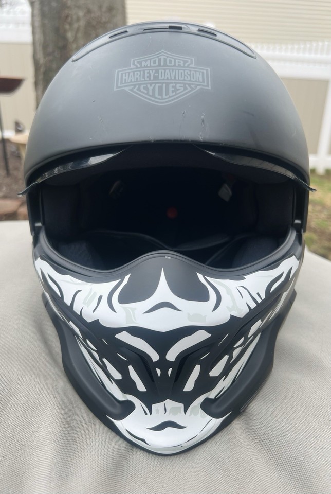 Harley Davidson Pilot 3-in-1 X04 Helmet/Matte Black/Exo Skull/Bandana ...