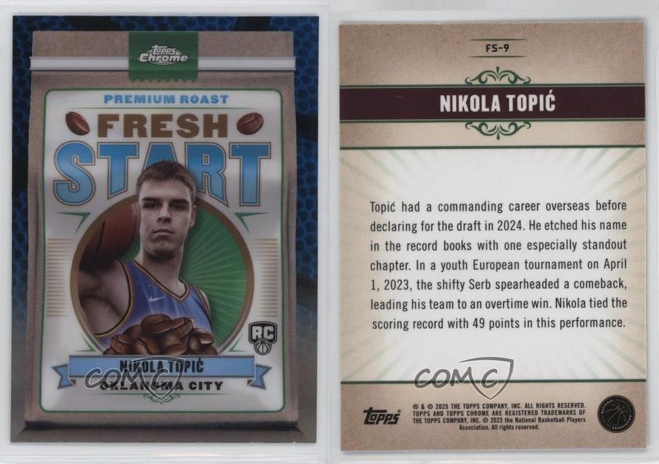 2024 Topps Chrome Fresh Start Blue Basketball Refractor Nikola Topic ...