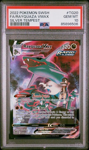 PSA 10 Gem Mint Rayquaza VMAX Full Art Silver Tempest Holo TG20 2022 ...