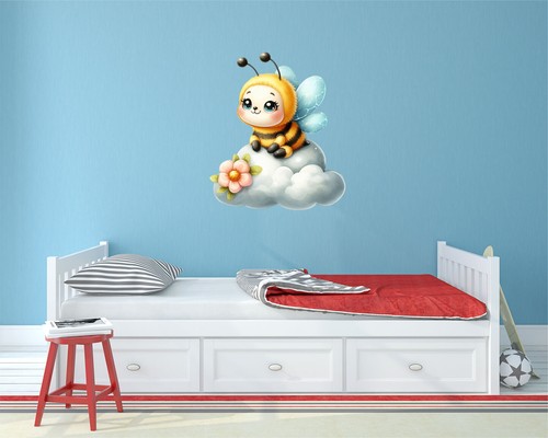 58cm Honey Bee Cloud Flower Nursery Van Wall Vinyl Sticker Decal Self ...