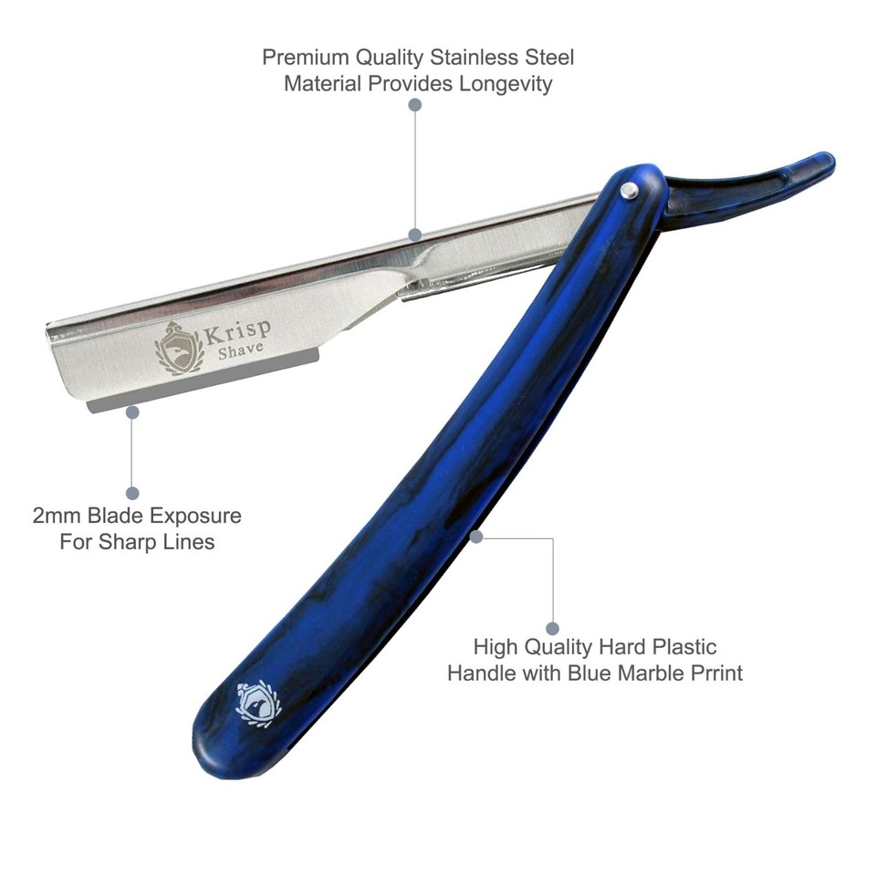 10 BLADES + BARBER CUT THROAT SHAVETTE STRAIGHT EDGE SHAVING RAZOR ...