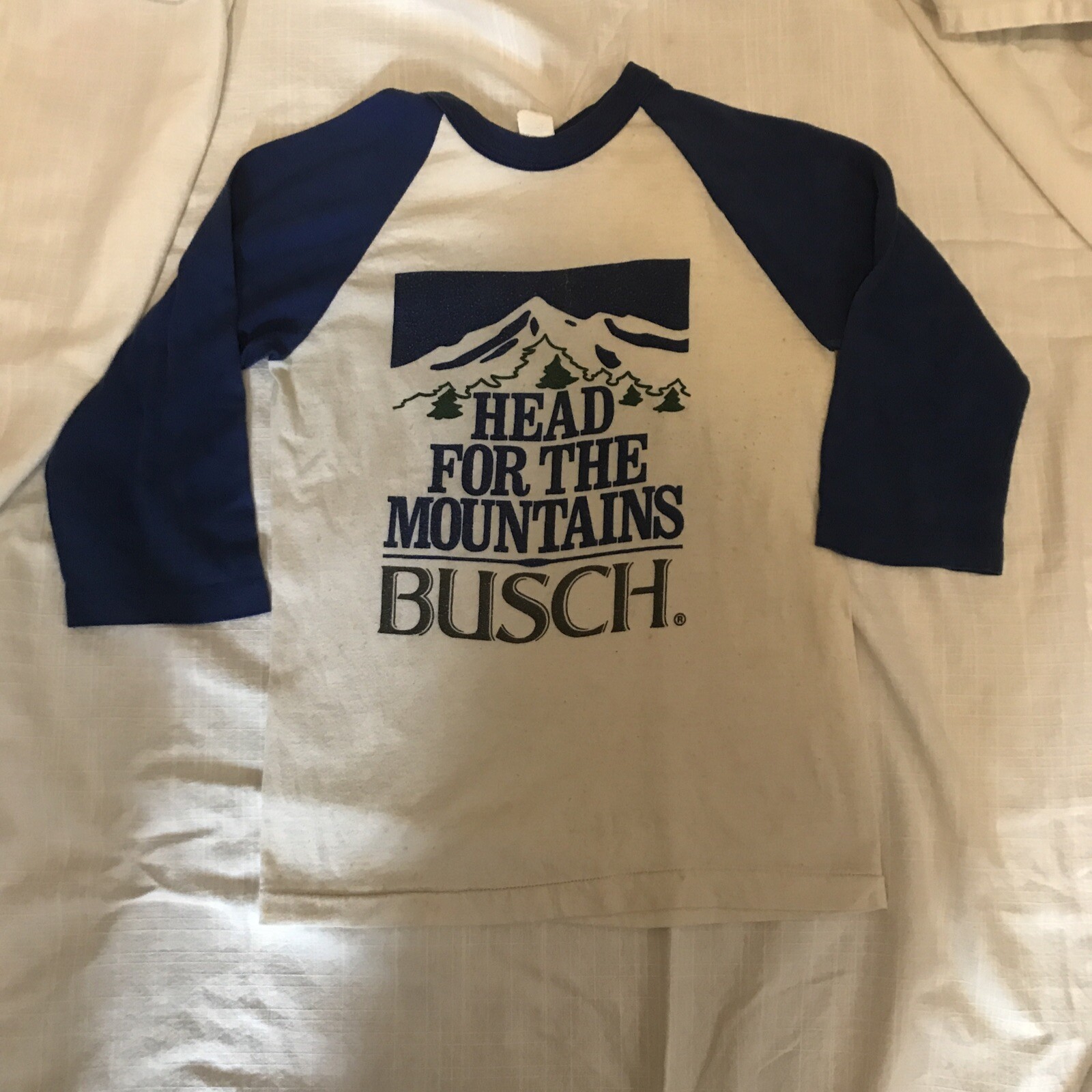 Vintage Raglan Shirt Busch Beer Head For the Mountain… - Gem