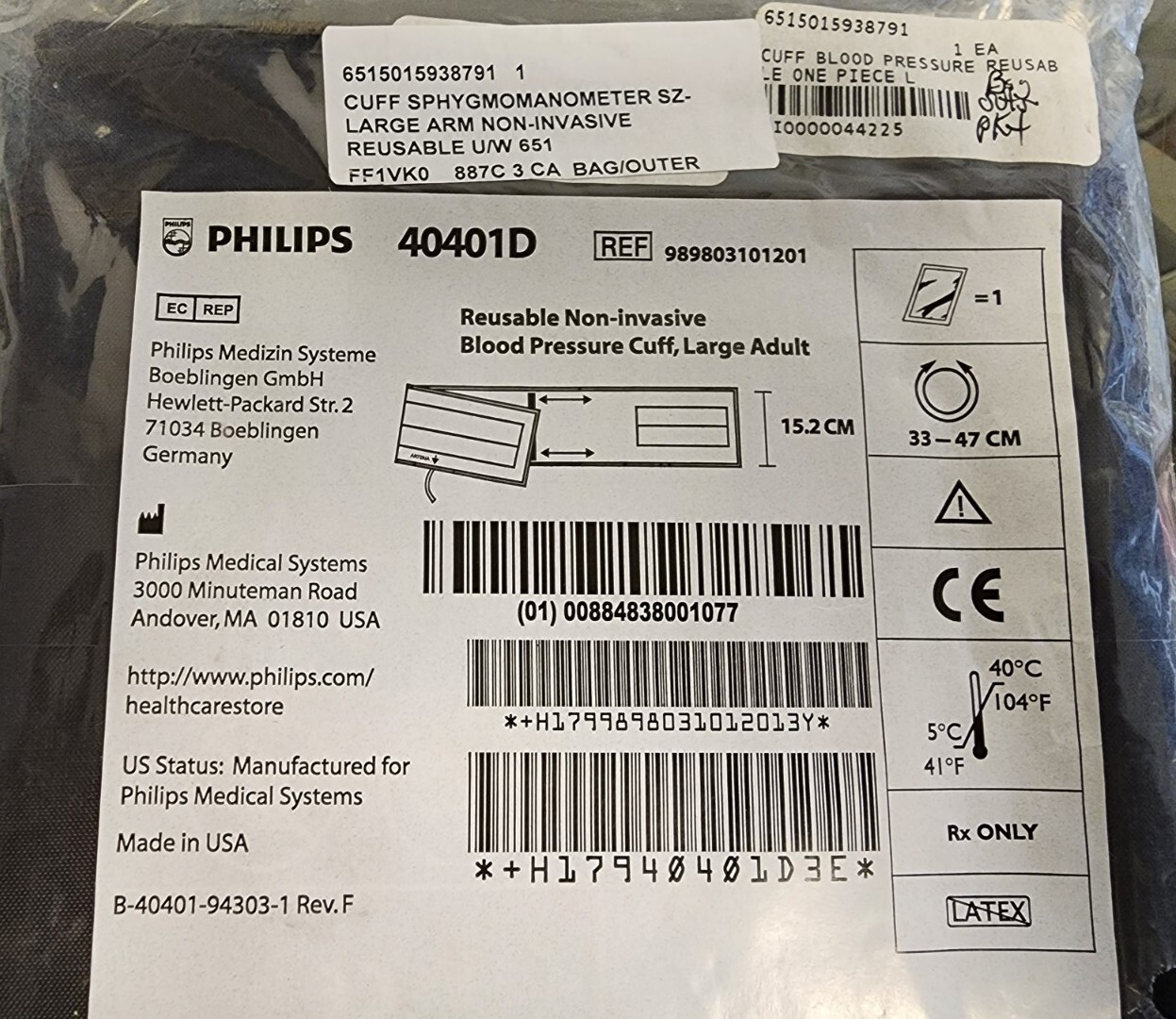 Philips - 40401D Reusable Non-Invasive Cuff / Large Adult | eBay