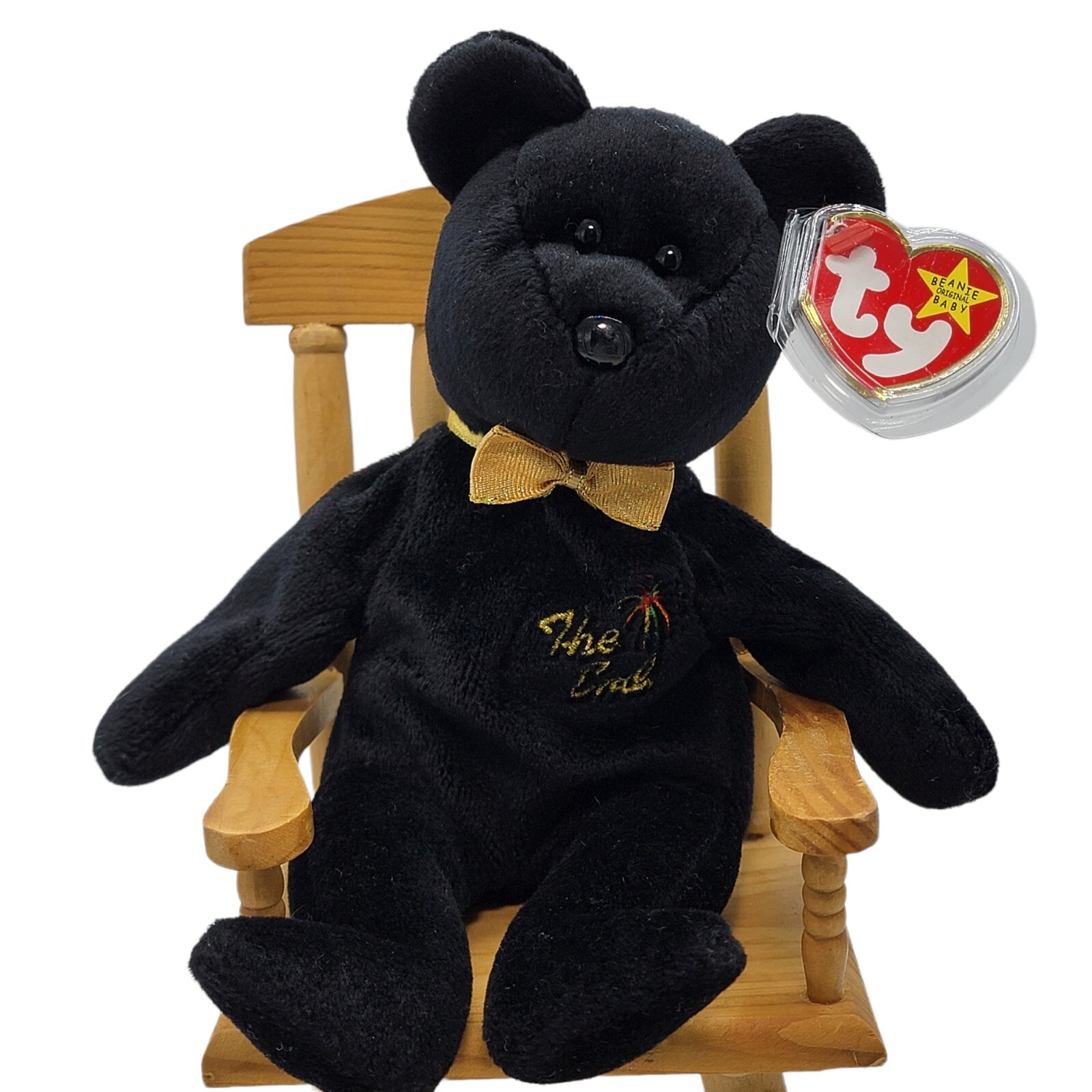 Ty Black Beanie Baby Bear ONLY ~The End RETIREMENT GIFT slightly bent ...