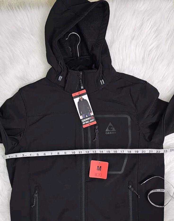 Gerry Men’s Black Softshell Jacket Sz M Bonded Fleece Backing Water ...