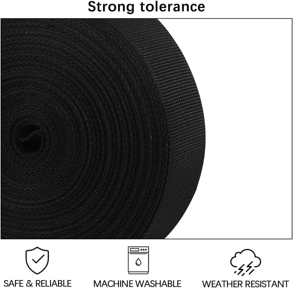 Nylon Webbing Strap 1 1/4 Inch Black Nylon Heavy Webbing Straps Durable ...