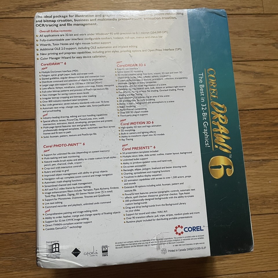 Corel Draw 6 Cd ROM The Best In 32-Bit Graphic 4 Discs Windows 95 | eBay