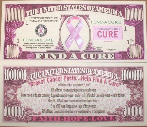 100 Breast Cancer Awareness collectible novelty money educational bills ...