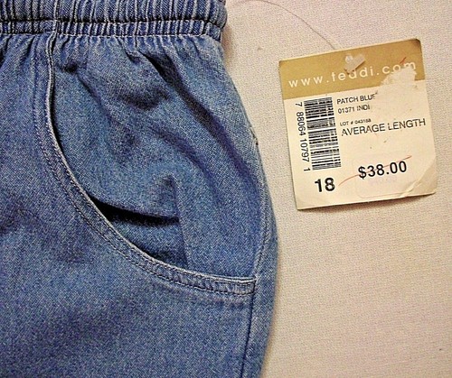 NWT Ladies 18 Soft Blue Cotton Denim Casual Pants Summer Elasticized ...