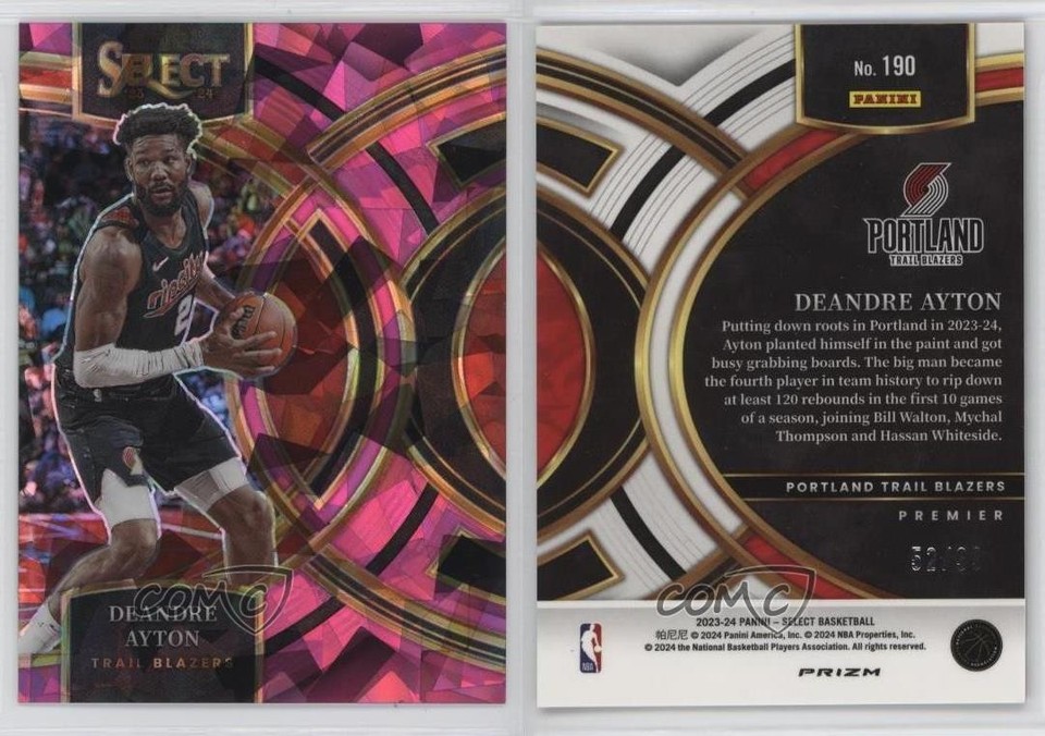 2023 Panini Select Premier Level Pink Cracked Ice Prizm 52/99 DeAndre ...