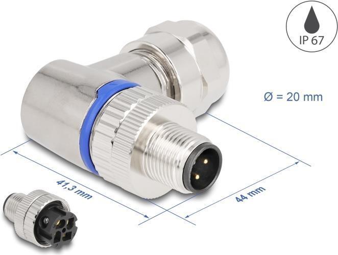 Delock Connettore M12 Spina a 4 pin con codifica A per il montaggio con ...