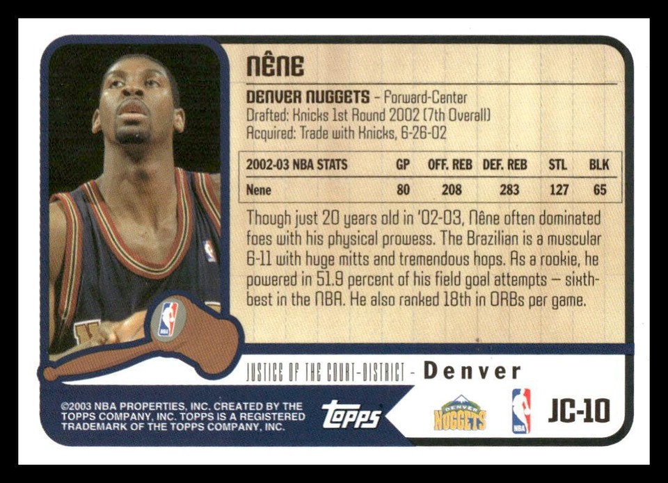 2003-04 Topps Justice of the Court JC-10 Nene Denver Nuggets | eBay