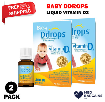 Baby Ddrops Liquid Vitamin D3 400 IU Dietary Supplement 90 Drops 2.5ml ...