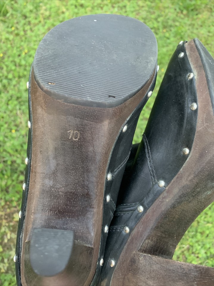 MICHAEL KORS Distressed Black Leather Rivet High Heels Boots Size 10 ...