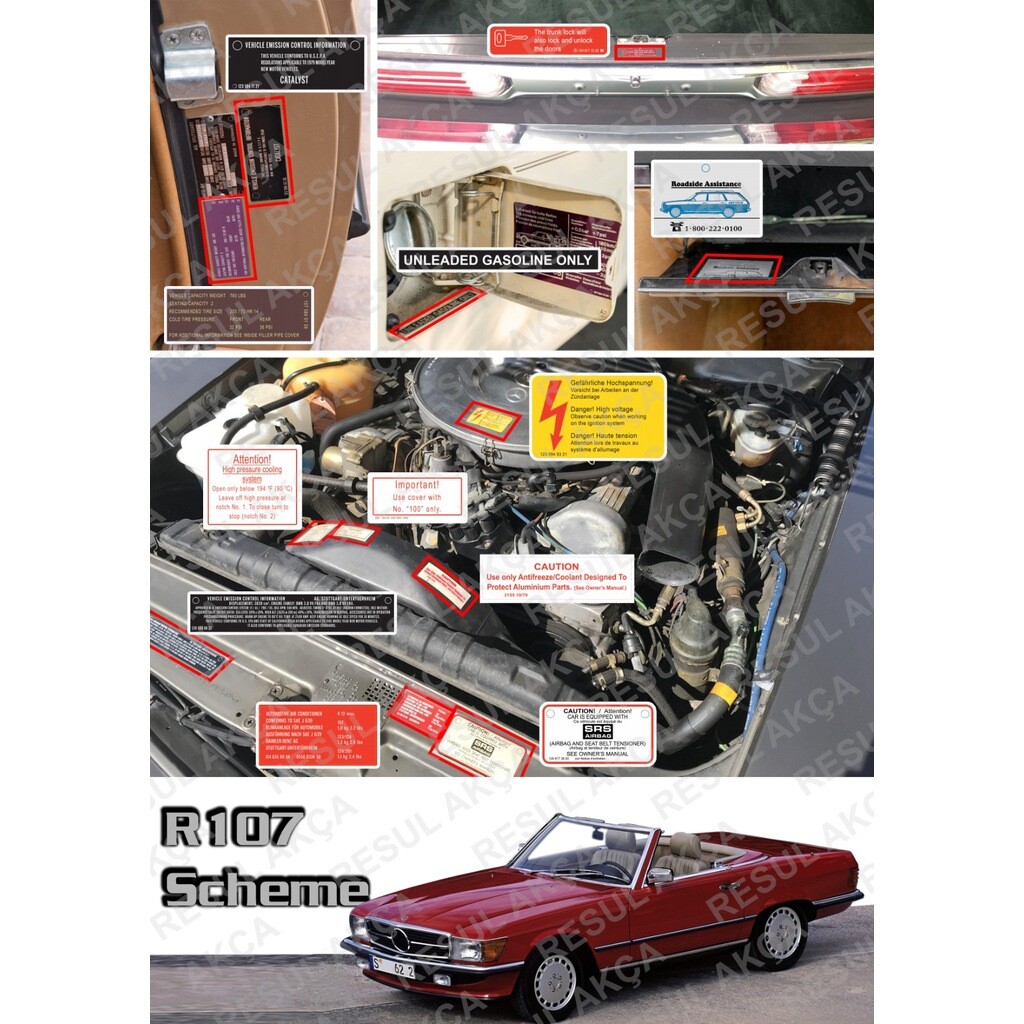 Mercedes-Benz W107 Decal Set Stickers For All Models Engines Best ...
