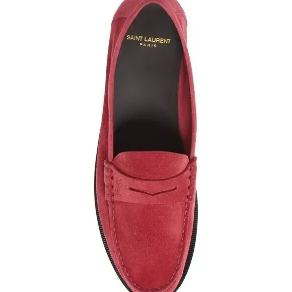 Saint Laurent Men's Suede Penny Loafer YSL Logo Monogram "Le Loafer" 10 ...