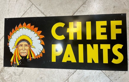 Vintage 1960’s Chief Paint Paint Tin Sign Original Double Sided Indian ...