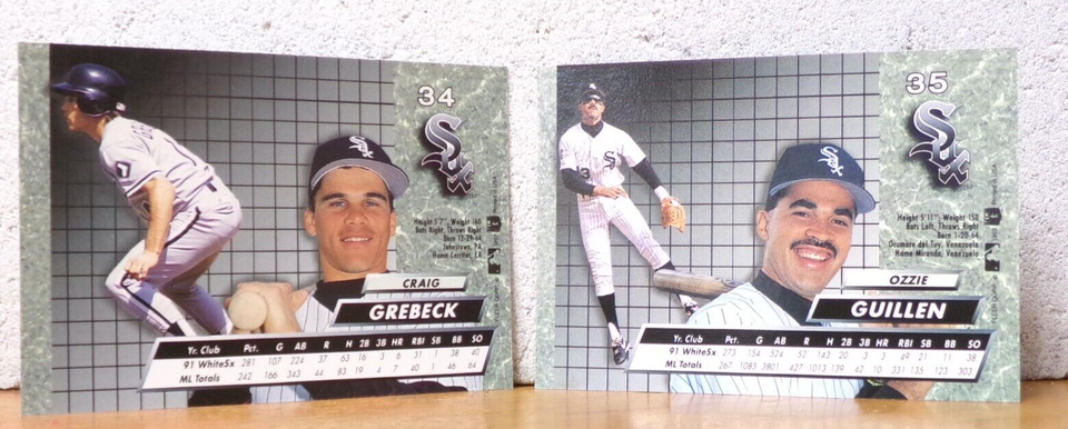 COOL PICTURES ON VINTAGE BASEBALL CARDS WHITE SOX CRAIG GREBECK & OZZIE ...