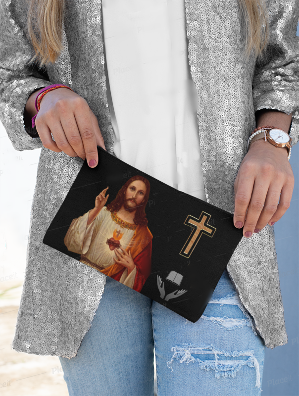 Heart of Jesus Rosary Pouch Religious Catholic Church Gift Bag Purse ...