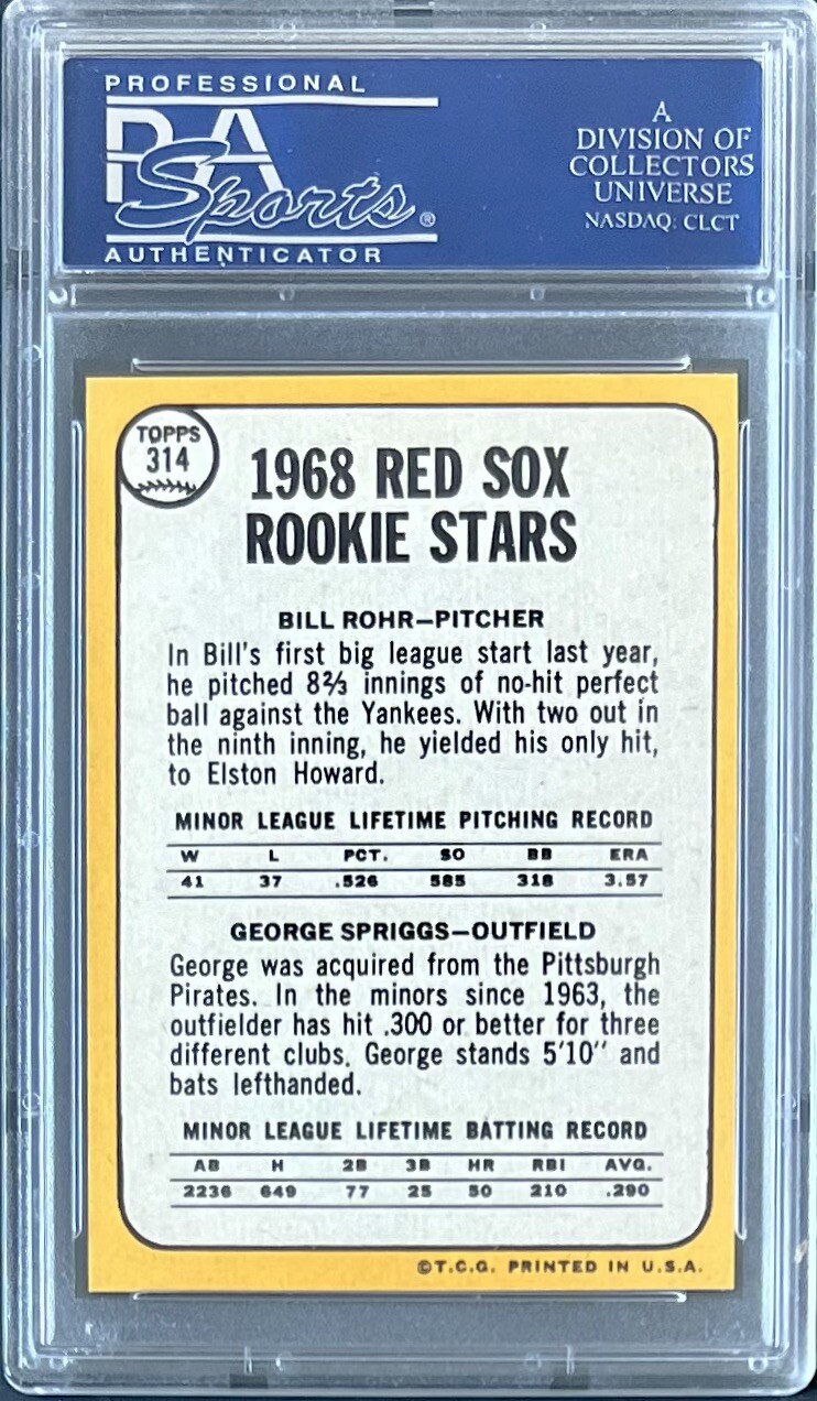 1968 Topps - 1968 Rookie Stars #314 George Spriggs, Billy Rohr for sale ...
