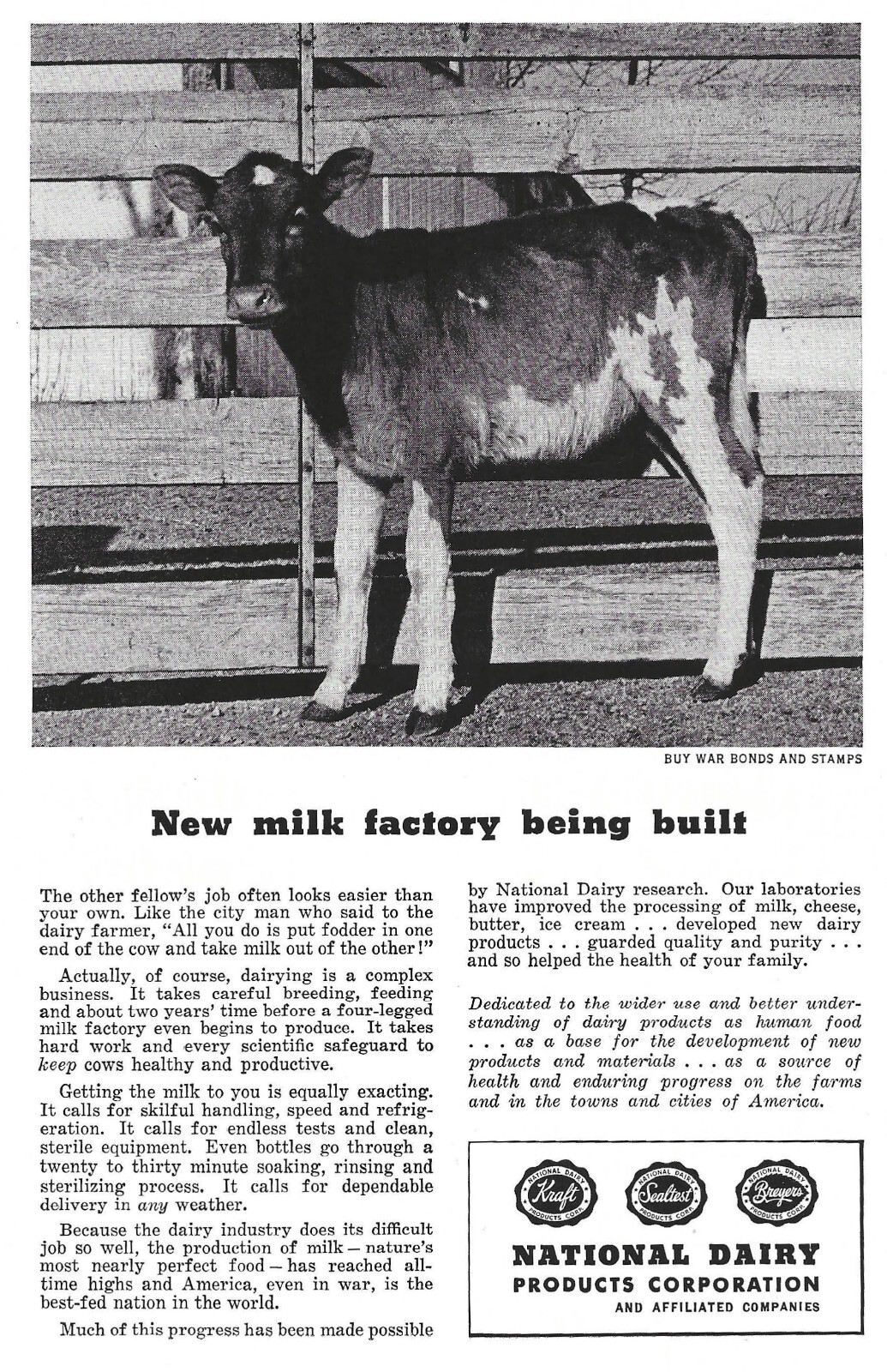 1945 National Dairy Products Corporation Vintage Print Ad WW2 Buy War Bonds WWII | eBay