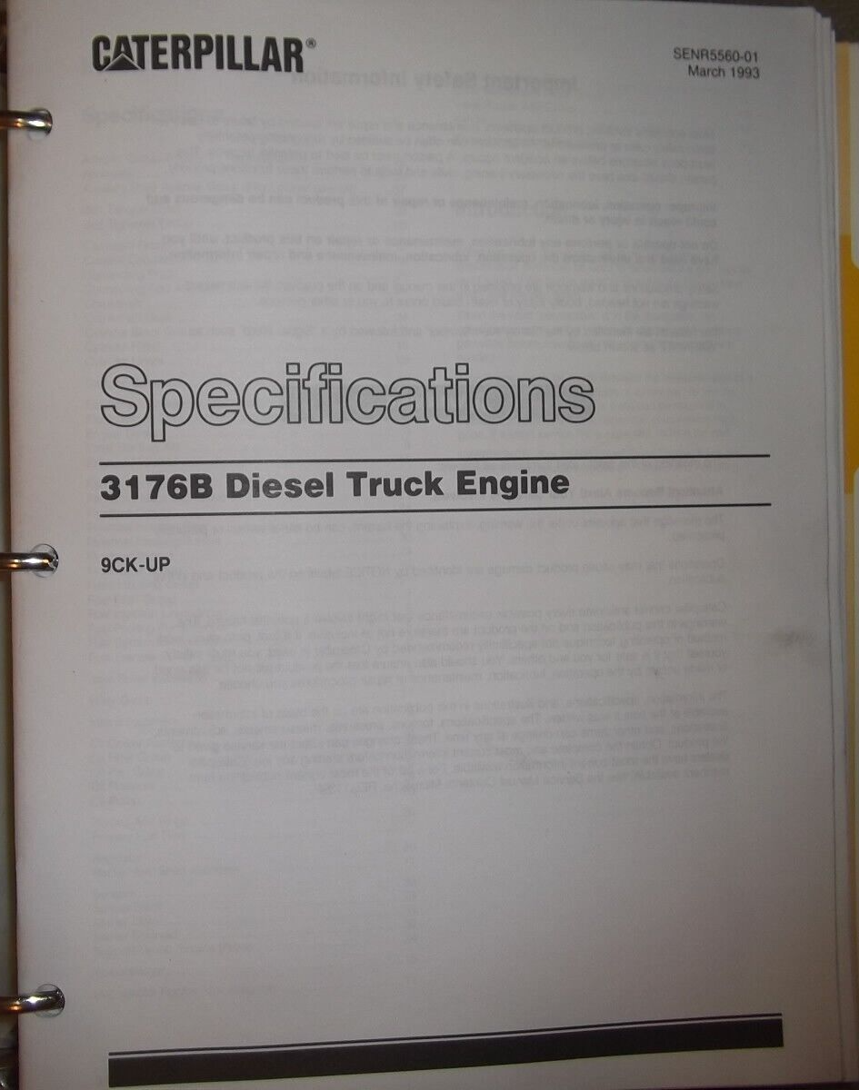CAT CATERPILLAR 3176B DIESEL TRUCK ENGINE SERVICE SHOP REPAIR MANUAL ...