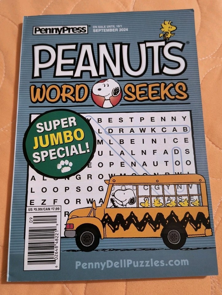 Peanuts Snoopy Word Seeks Puzzles Book by Penny Press September 2024 ...