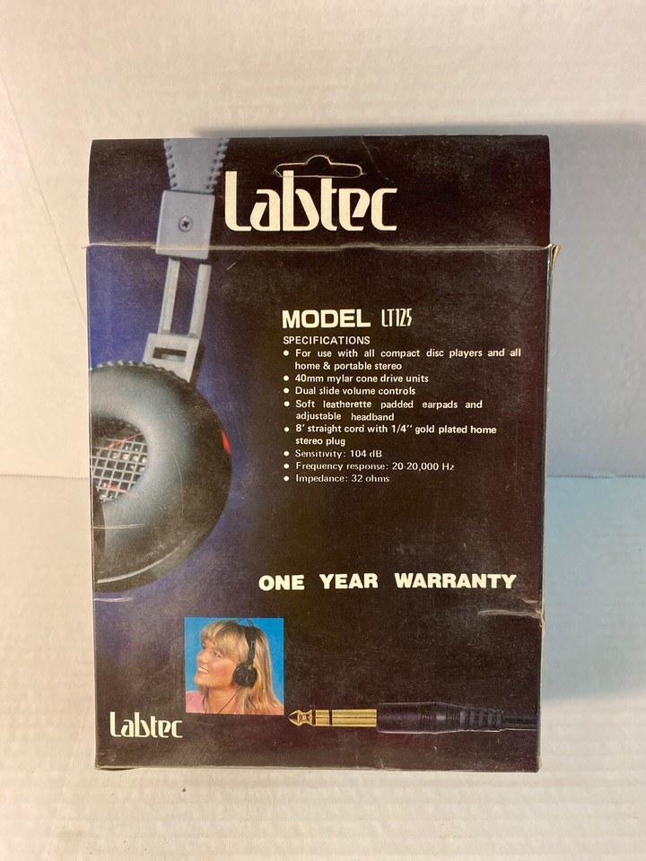 Labtec LT125 Headphones Over Ear Vintage Tested Compact Disc Digital ...