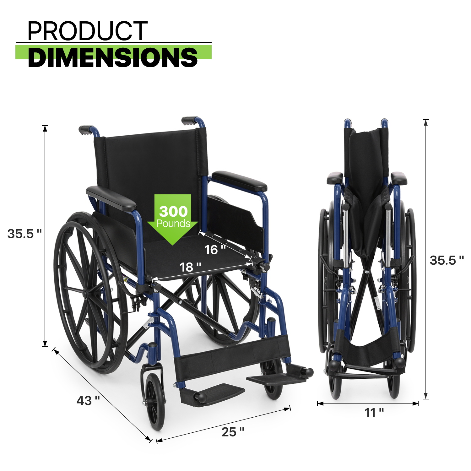 [FDA APPROVED]Foldable Manual Wheelchair w/Flip Back Armrest Swing Away Footrest | eBay