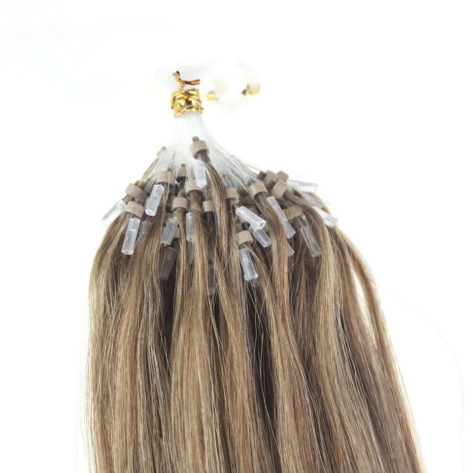 Micro Ring Loop Tip Remy Human Hair Extensions Straight Micro Beads ...