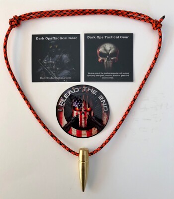.50 Cal HOG TOOTH Sniper ..Brass ..Paracord ...Necklace ..+ 1 Decal ...
