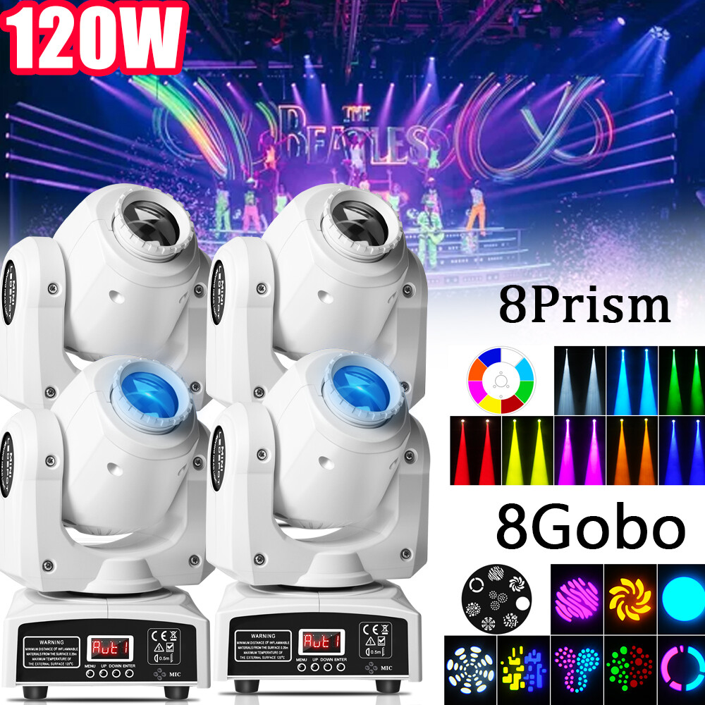 8X Beam 120W Moving Head DMX GOBO Stage Lighting DMX LED RGBW DJ Disco ...
