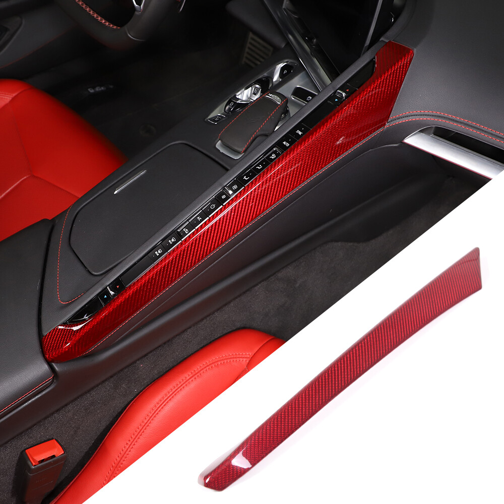 Red Carbon Fiber Central Console Side Panel Frame For C8 Corvette 2020 ...