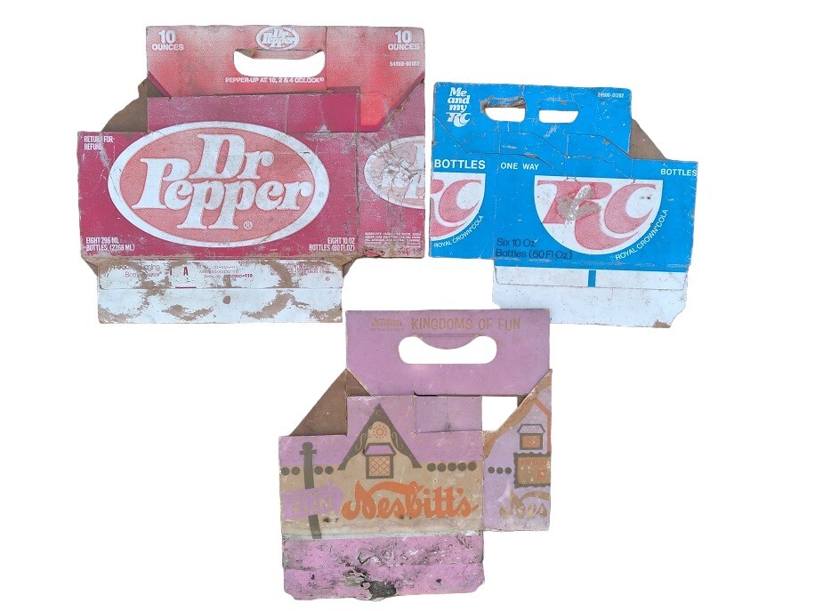 Vintage Lot x 3 Soda Bottle Six Pack Cardboard Carrier / Carton - DR ...