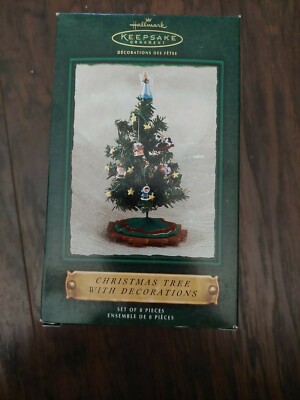 Hallmark Keepsake ~ 2002 ~ CHRISTMAS TREE WITH DECORATIONS ~ Set of 8 ...