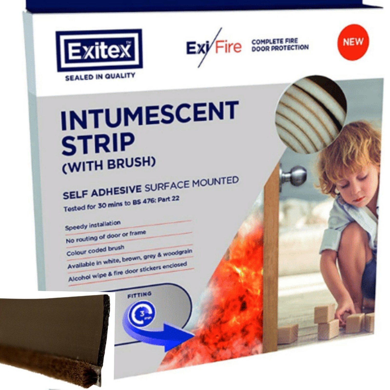 Self Adhesive Surface Mounted Intumescent Smoke Seals Strip With Brush ...