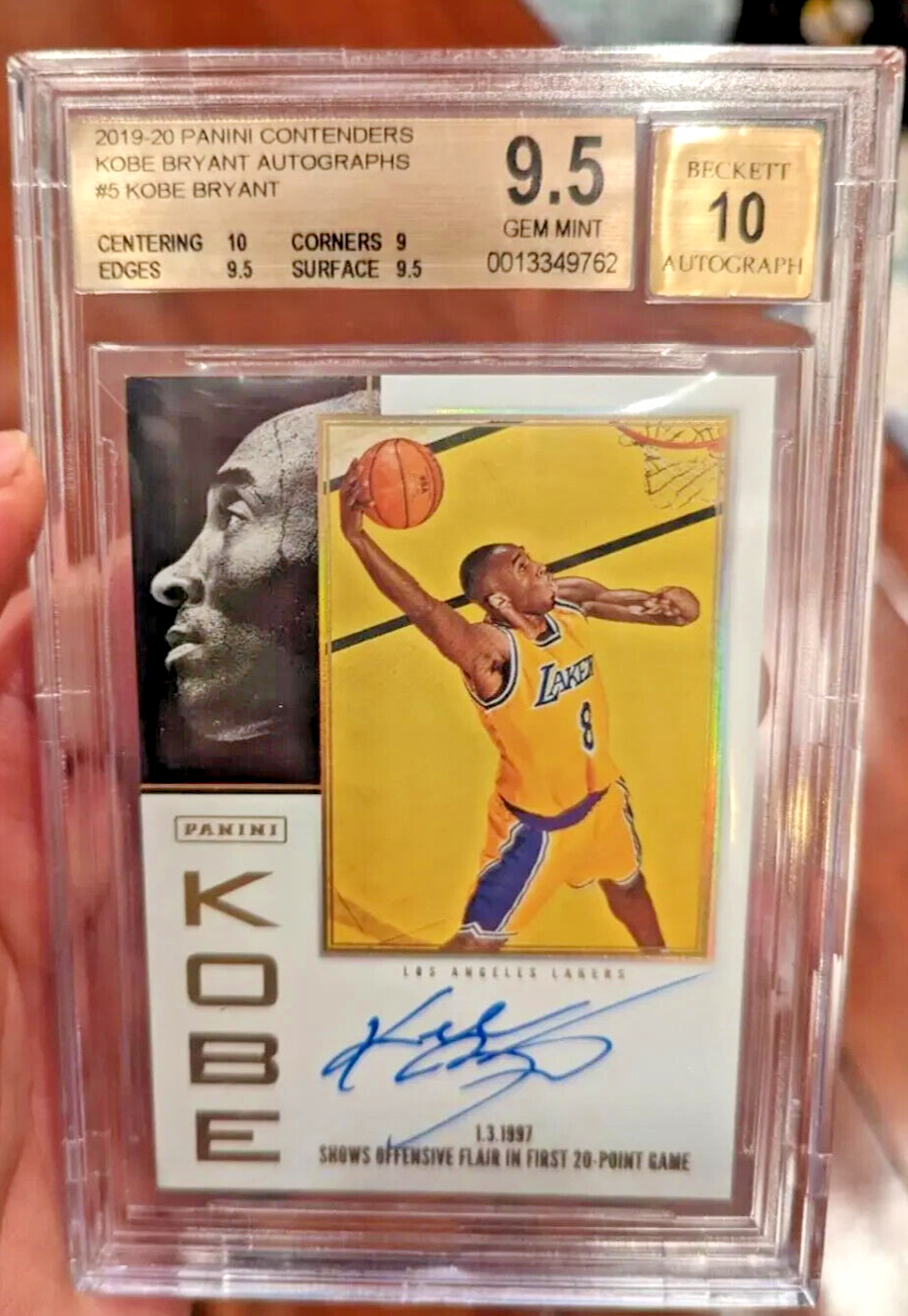 2019-20 Panini Contenders Auto Autographs Kobe Bryant BGS 9.5 Auto 10 ...