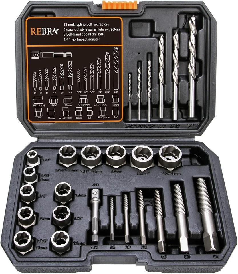 Versatile Screw and Bolt Extractor Set with Hex Adapter for Rusted ...