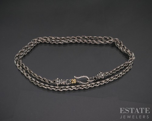 18k & Sterling Barbara Bixby Lotus Flower Rope Chain Necklace 17g 18"L ...
