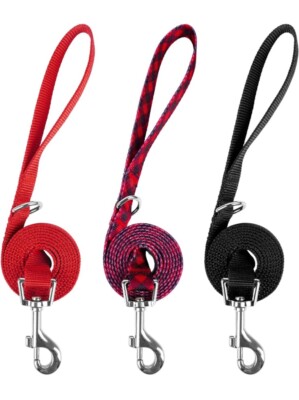 3 Pack Nylon Dog Leashes,Strong & Durable Basic Style Leash Easy to Use ...