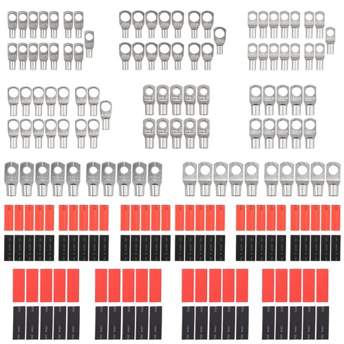 100X Wire Crimp Connector Copper Battery Cable Terminals + 100X Heat ...
