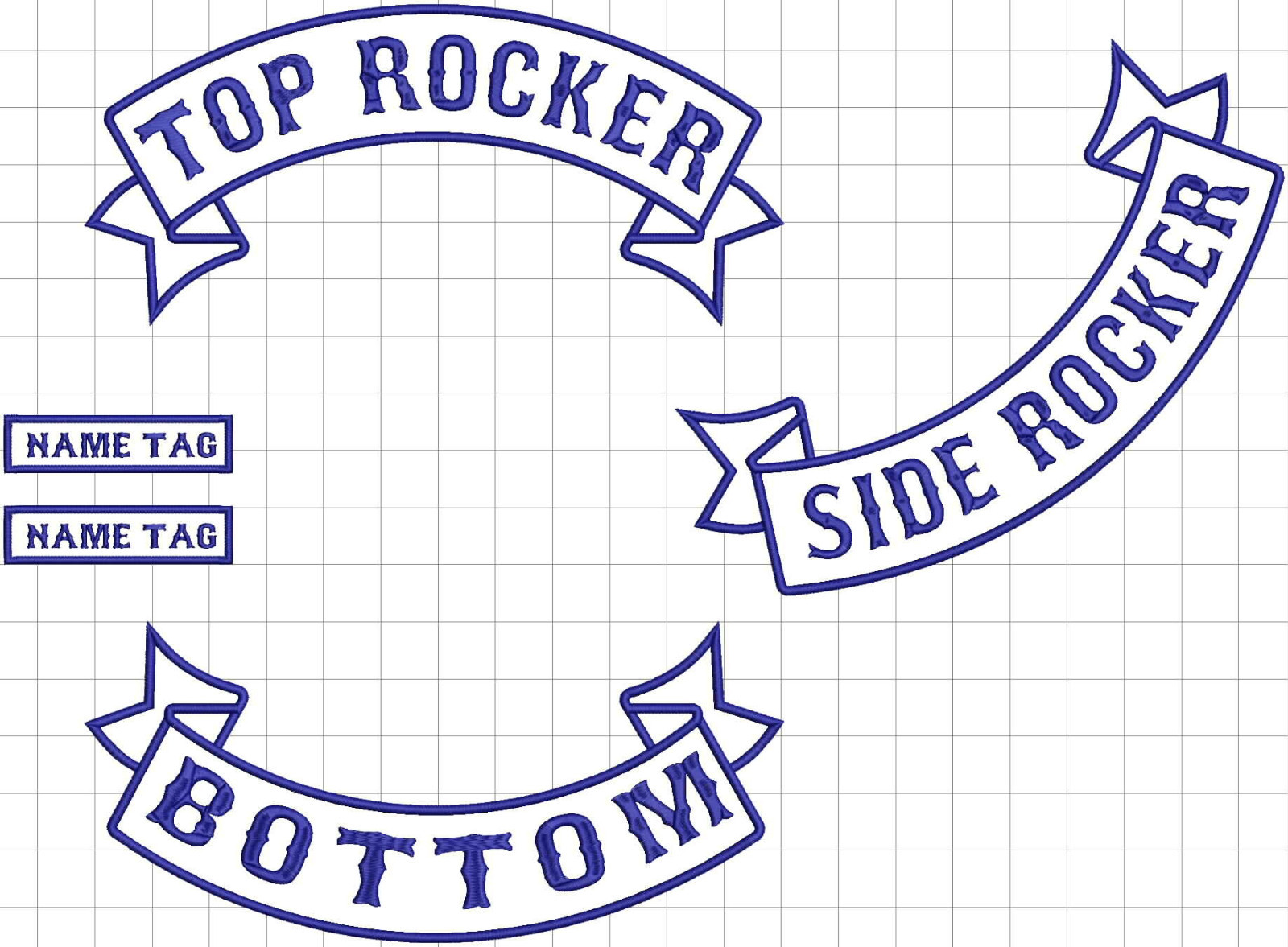 CUSTOM 12" ROCKER SET Motorcycle Patch: Top + Bottom + Side + tag large ...