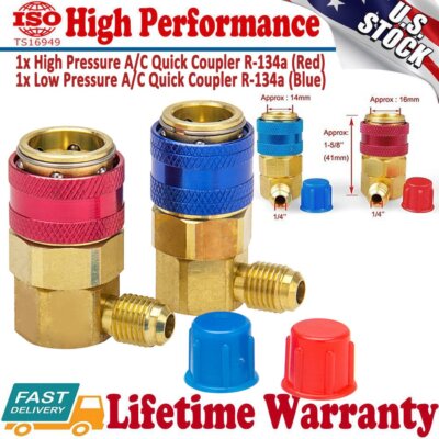 2 AC Quick Connector Adapter ACME Coupler Auto A/C Manifold Gauge Low ...